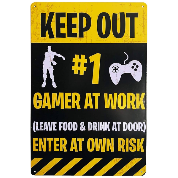 Keep Out, Gamer at Work Metal Sign - Far Kew Emporium