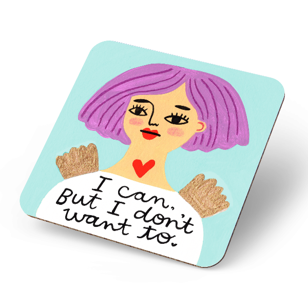 I can but I Don't Want to Grumpy Angel Coaster - Far Kew Emporium