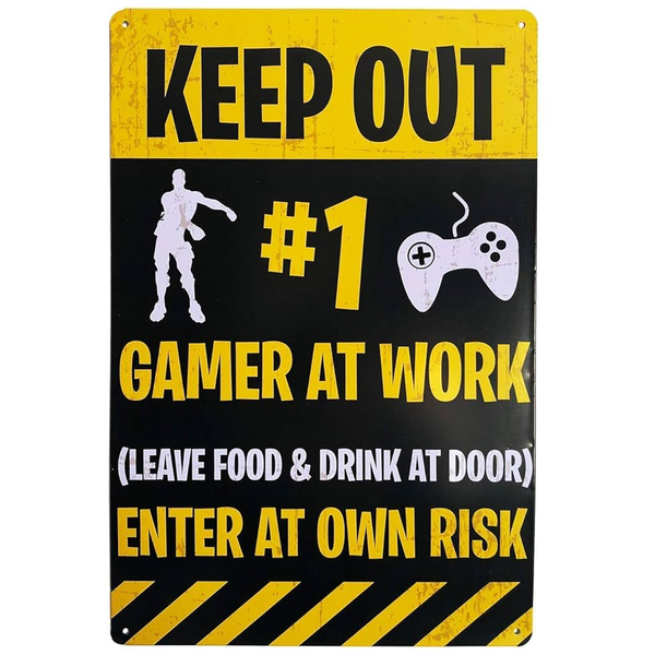 Keep Out, Gamer at Work Metal Sign - Far Kew Emporium