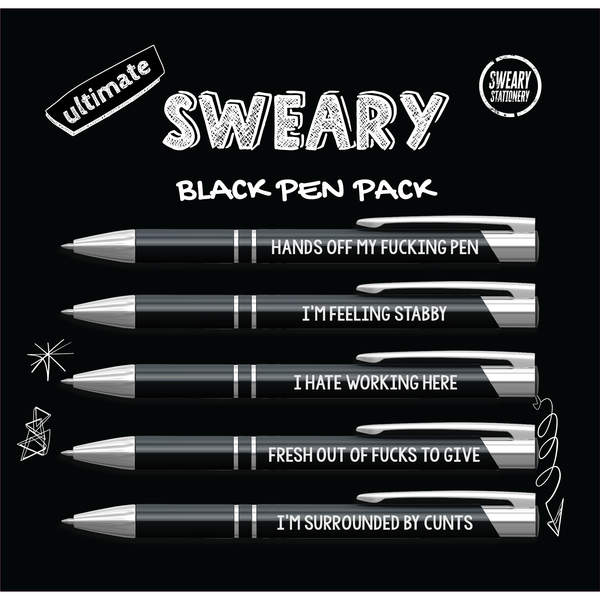The Ultimate Sweary Pen Pack Black - Far Kew Emporium